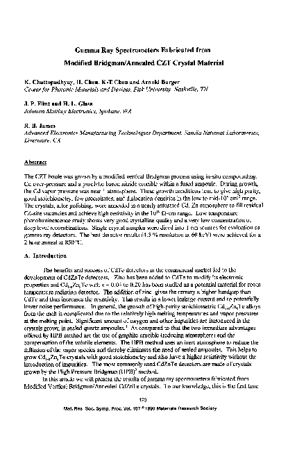 (PDF) Gamma Ray Spectrometers Fabricated from Modified Bridgman ...