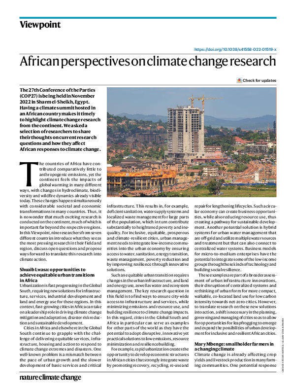 (PDF) African perspectives on climate change research