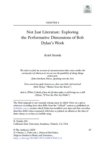 (PDF) Not Just Literature: Exploring the Performative Dimensions of Bob ...