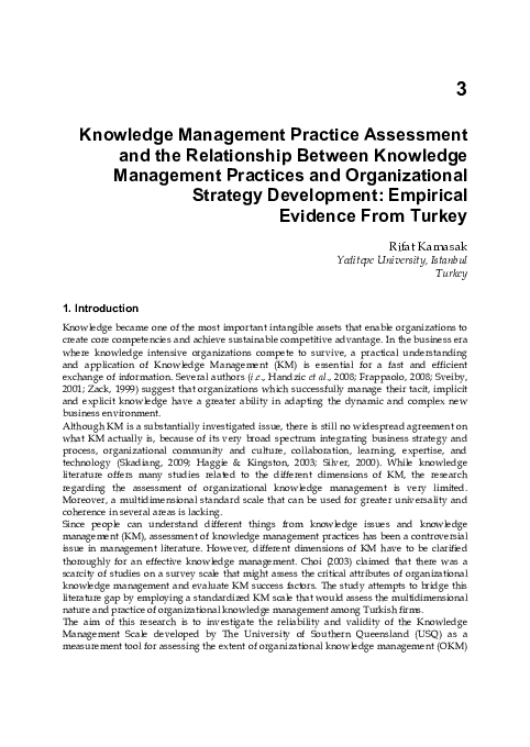 (PDF) Knowledge management practice assessment and the relationship between knowledge management ...