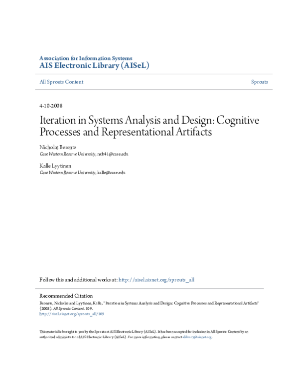 (PDF) Iteration in systems analysis and design: Cognitive processes and representational ...