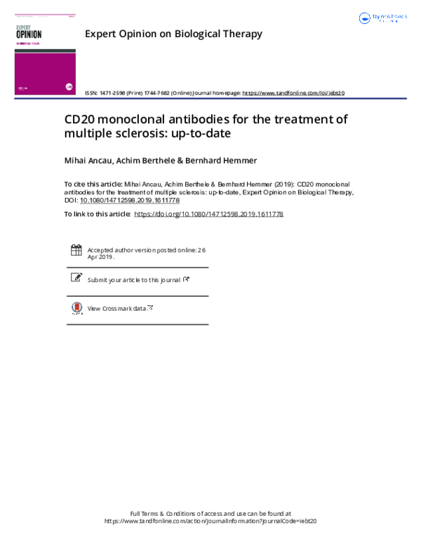 (PDF) CD20 monoclonal antibodies for the treatment of multiple ...