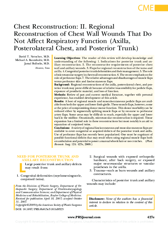 (PDF) Chest Reconstruction: II. Regional Reconstruction of Chest Wall ...