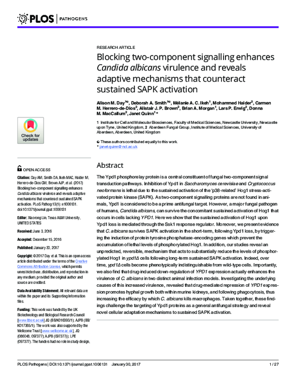 (PDF) Blocking two-component signalling enhances Candida albicans ...
