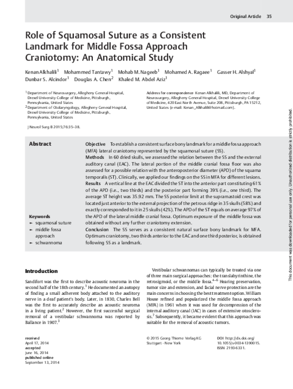 (PDF) Role of Squamosal Suture as a Consistent Landmark for Middle ...