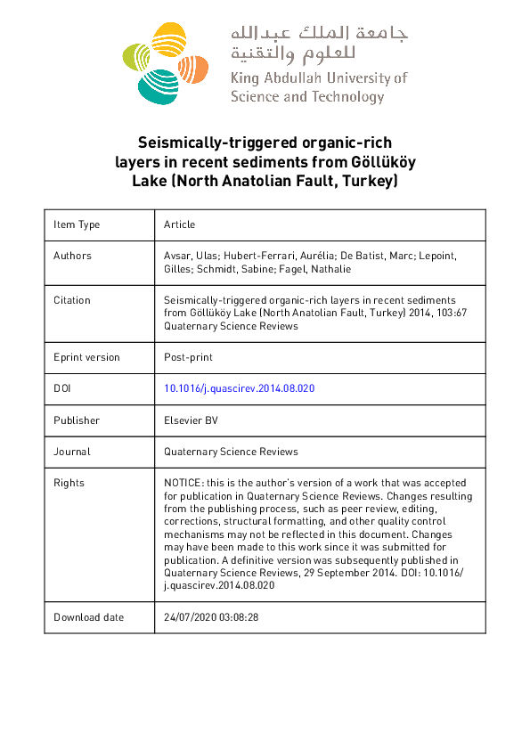 (PDF) Seismically-triggered organic-rich layers in recent sediments ...