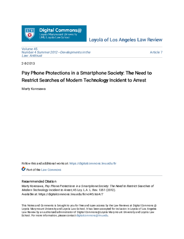 (PDF) Pay Phone Protections in a Smartphone Society: The Need to ...