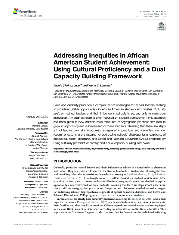 (PDF) Addressing Inequities in African American Student Achievement ...