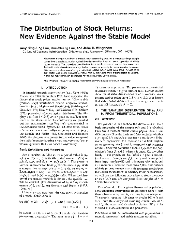 (PDF) The Distribution of Stock Returns: New Evidence Against the ...
