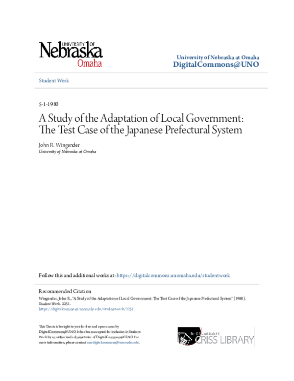 (PDF) A study of the adaptation of local government : the test case of ...
