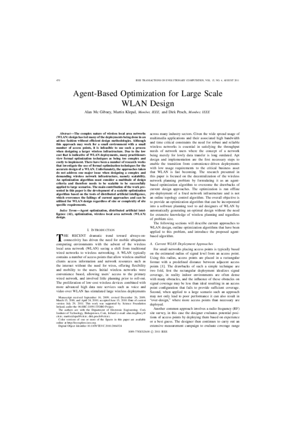 (PDF) Agent-Based Optimization for Large Scale WLAN Design