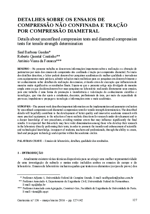 (PDF) Details about unconfined compression tests and diametral ...