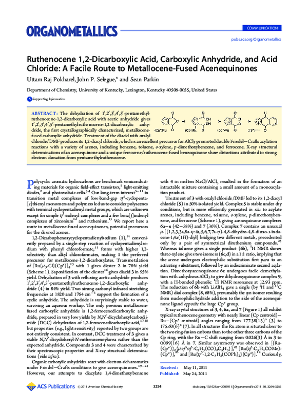 (PDF) Ruthenocene 1,2-Dicarboxylic Acid, Carboxylic Anhydride, and Acid ...