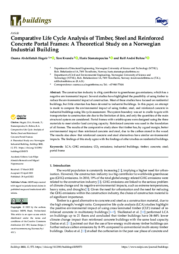 (PDF) Comparative Life Cycle Analysis of Timber, Steel and Reinforced ...