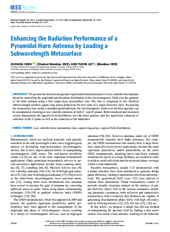 (PDF) Enhancing the Radiation Performance of a Pyramidal Horn Antenna ...