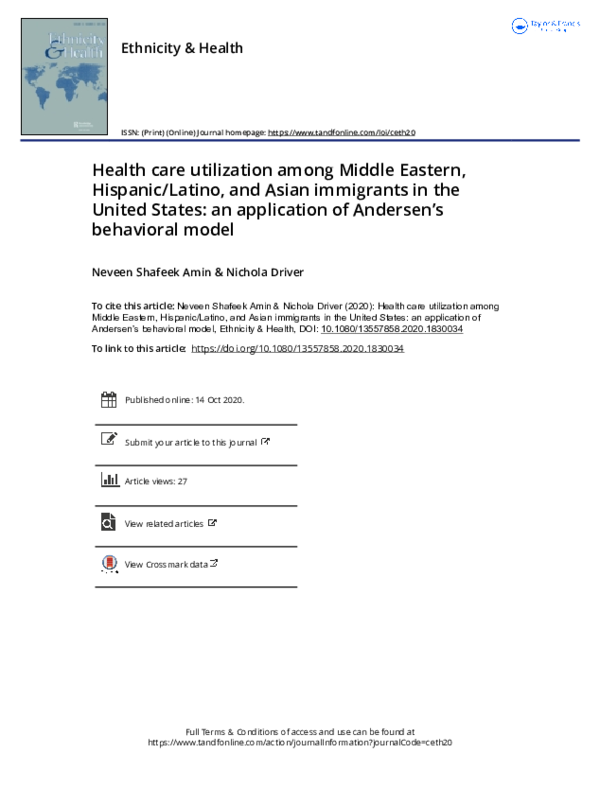 (PDF) Health care utilization among Middle Eastern, Hispanic/Latino ...