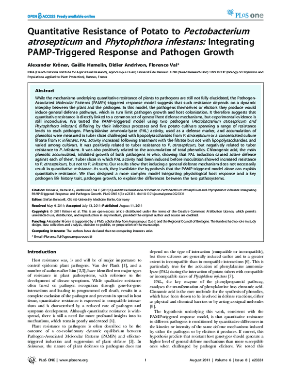 (PDF) Quantitative Resistance of Potato to Pectobacterium atrosepticum ...