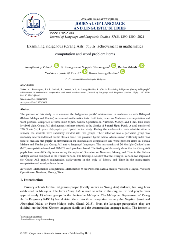 (PDF) Examining indigenous (Orang Asli) pupils‟ achievement in ...