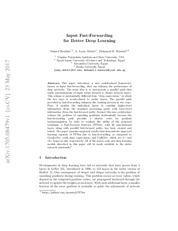 (PDF) Input Fast-Forwarding for Better Deep Learning | Mohamed Essa ...