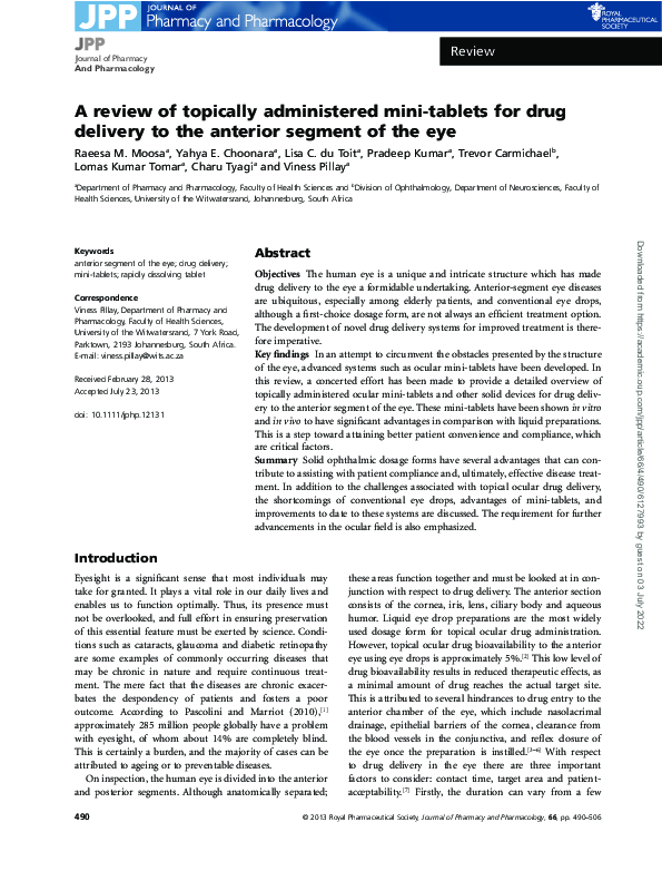 (PDF) A review of topically administered mini-tablets for drug delivery ...
