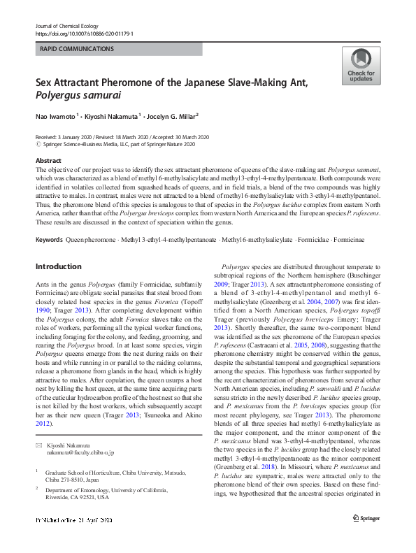 (PDF) Sex Attractant Pheromone of the Japanese Slave-Making Ant ...
