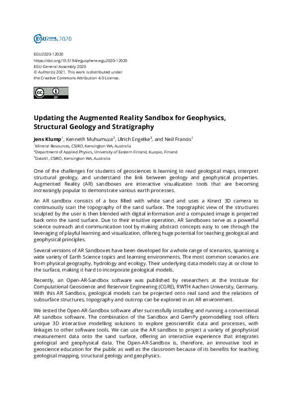 (PDF) Updating the Augmented Reality Sandbox for Geophysics, Structural Geology and Stratigraphy