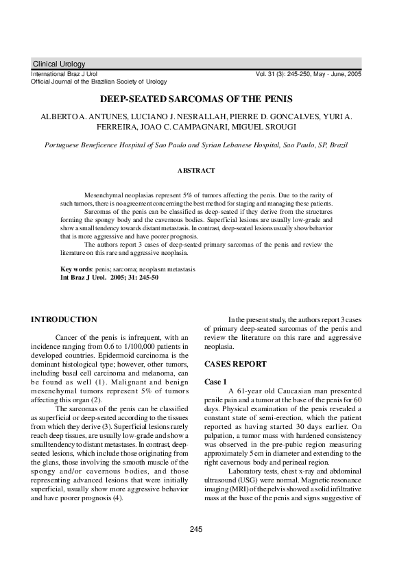 (PDF) Deep-seated sarcomas of the penis