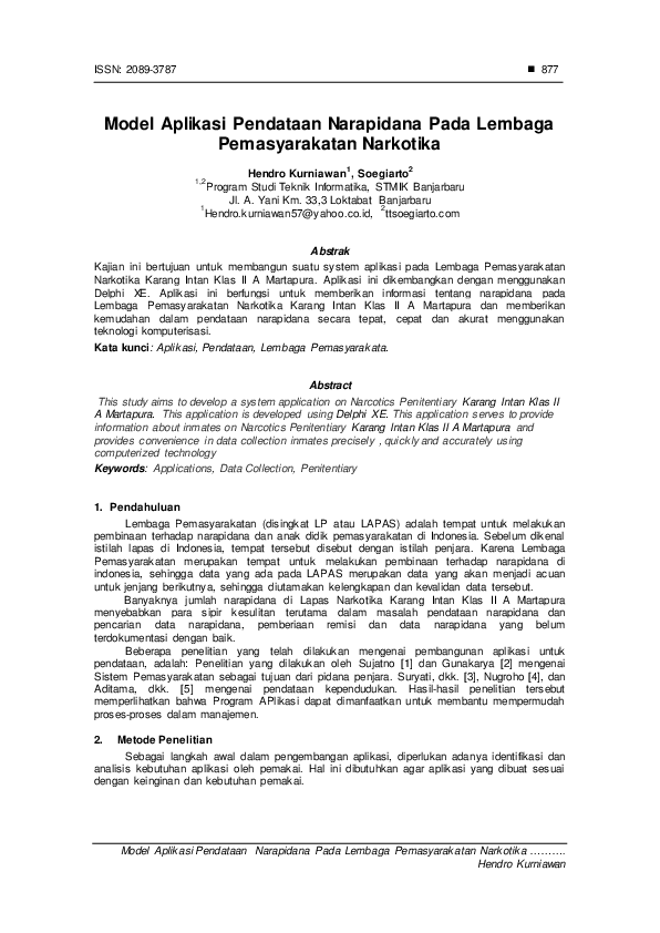 (PDF) Model Aplikasi Pendataan Narapidana Pada Lembaga Pemasyarakatan Narkotika
