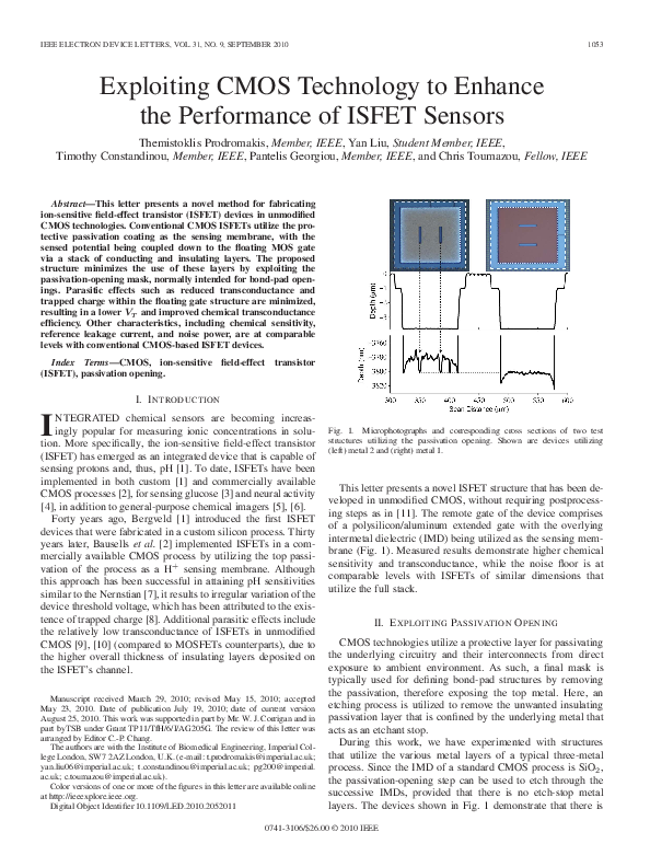 Pdf Exploiting Cmos Technology To Enhance The Performance Of Isfet Sensors