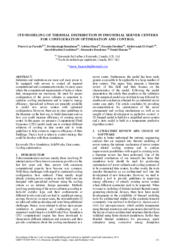 (PDF) CFD modelling of thermal distribution in industrial server centres for configuration ...