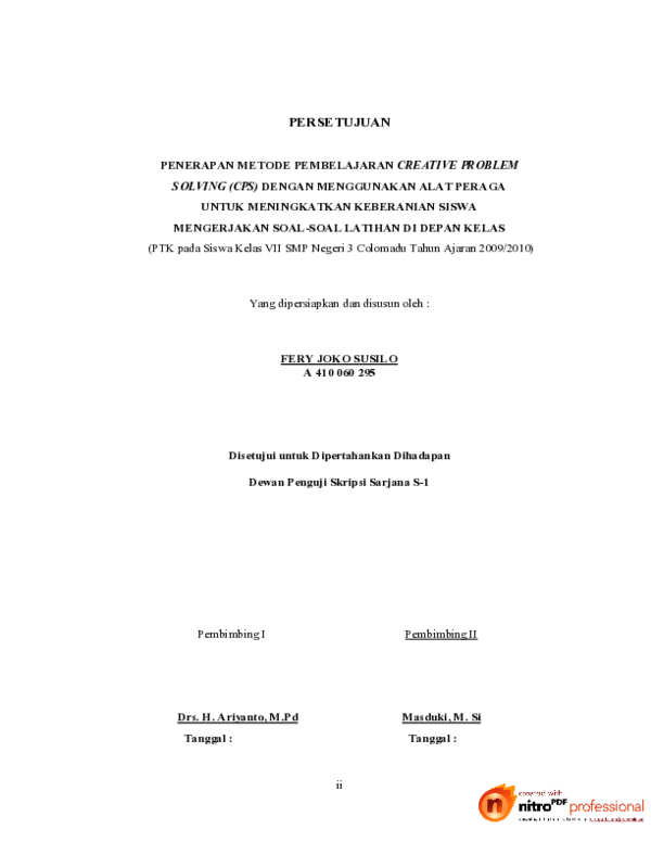 Pdf Penerapan Metode Pembelajaran Creative Problem Solving Cps