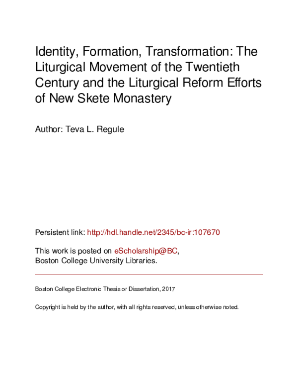 (PDF) Identity, Formation, Transformation: The Liturgical Movement of ...