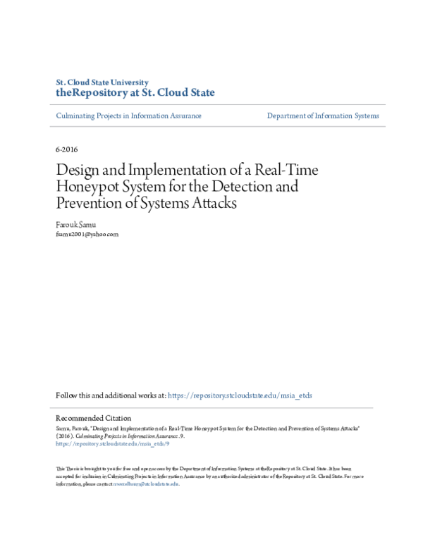 (PDF) Design and Implementation of a Real-Time Honeypot System for the Detection and Prevention ...