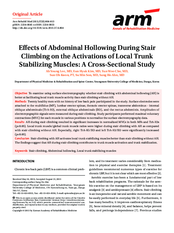 (PDF) Effects of abdominal hollowing during stair climbing on the ...