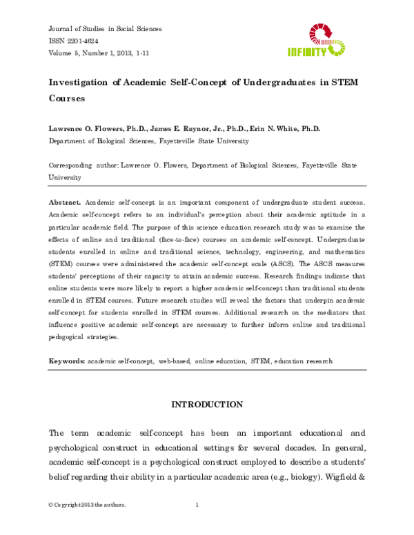 (PDF) Investigation of Academic Self-Concept of Undergraduates in STEM ...