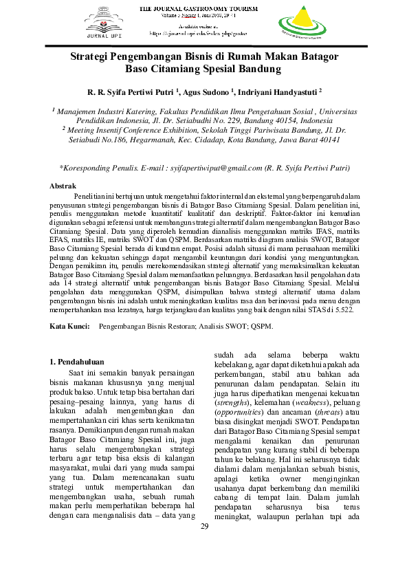 (PDF) Strategi Pengembangan Bisnis di Rumah Makan Batagor Baso ...
