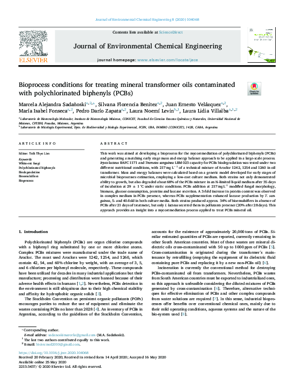 (PDF) Bioprocess conditions for treating mineral transformer oils ...