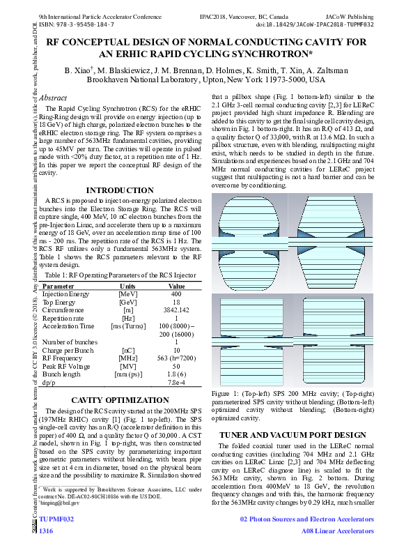(PDF) RF Conceptual Design of Normal Conducting Cavity for an eRHIC ...