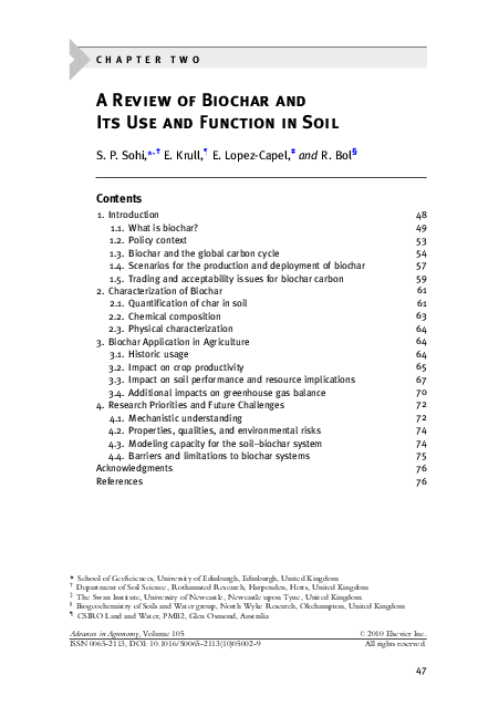 (PDF) A review of biochar and its use and function in soil