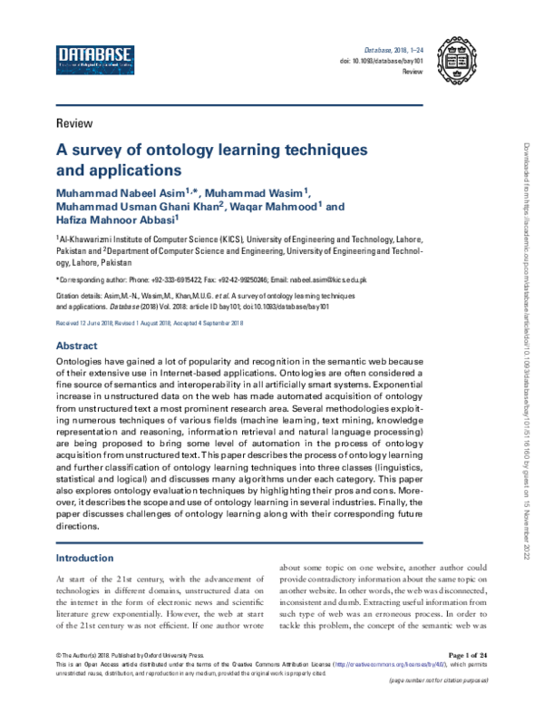 (PDF) A survey of ontology learning techniques and applications