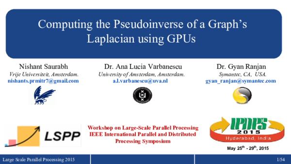 Pdf Computing The Pseudo Inverse Of A Graphs Laplacian Using Gpus