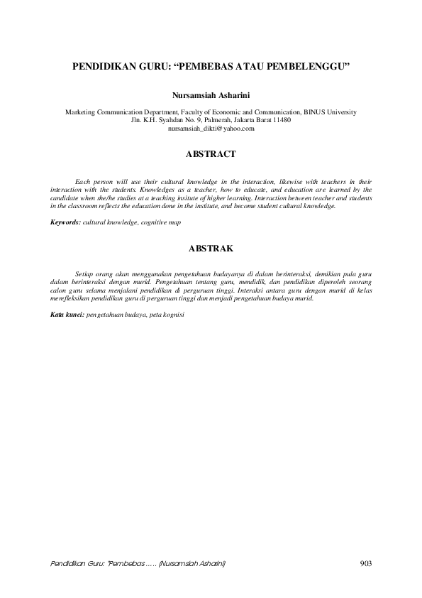 (PDF) Pendidikan Guru: “Pembebas atau Pembelenggu” | Nursamsiah ...