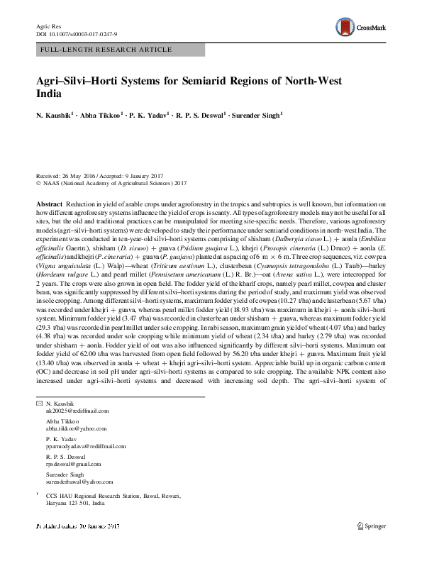 (PDF) Agri-Silvi-Horti Systems in NW India