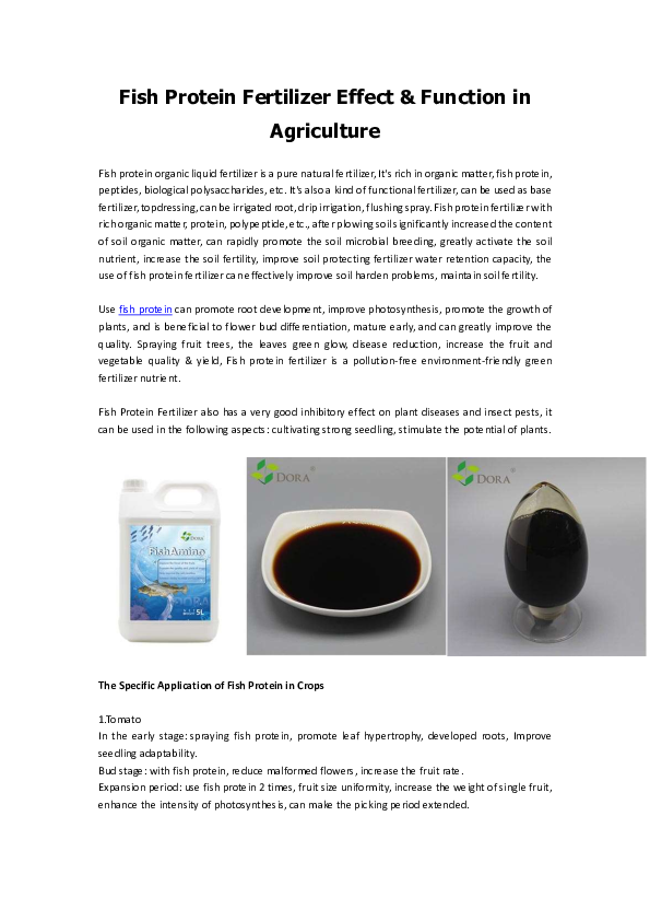 (PDF) Fish Protein Fertilizer Effect & Function in Agriculture