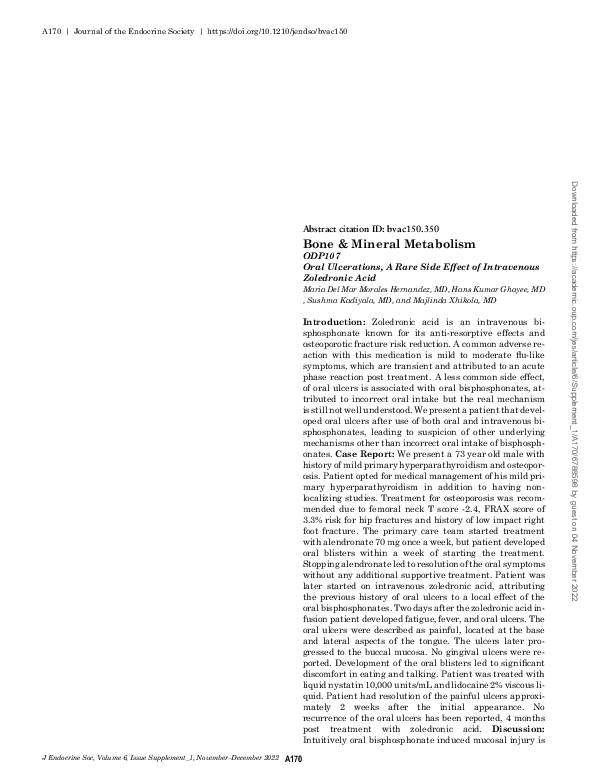 (PDF) ODP107 Oral Ulcerations, A Rare Side Effect of Intravenous ...