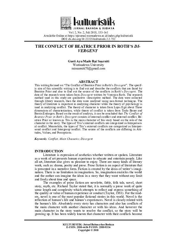 (PDF) The Conflict of Beatrice Prior in Roth’s Divergent