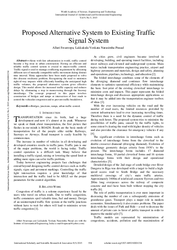 Pdf Proposed Alternative System To Existing Traffic Signal System