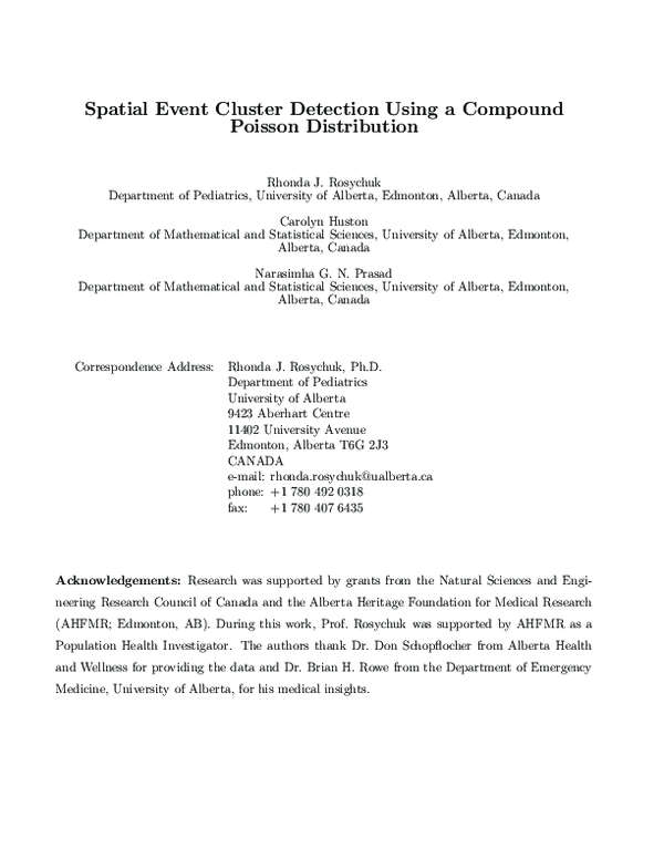 (PDF) Spatial Event Cluster Detection Using a Compound Poisson ...