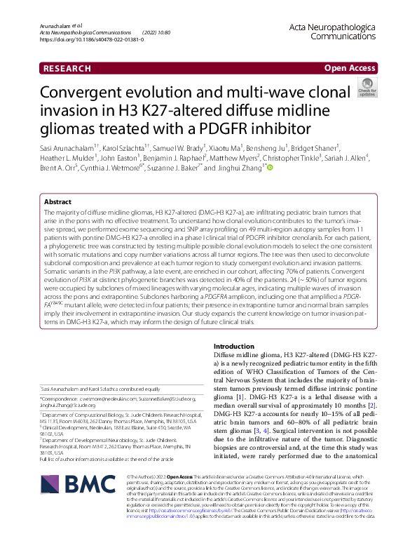 (PDF) Convergent evolution and multi-wave clonal invasion in H3 K27-altered diffuse midline ...