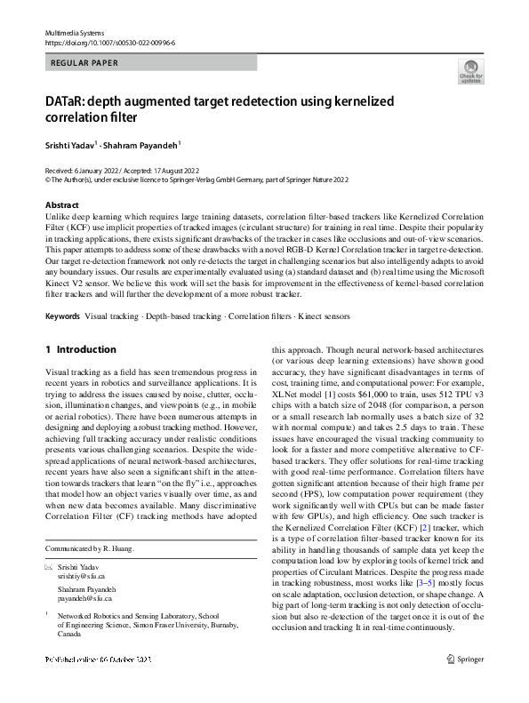 (PDF) DATaR: Depth Augmented Target Redetection using Kernelized ...